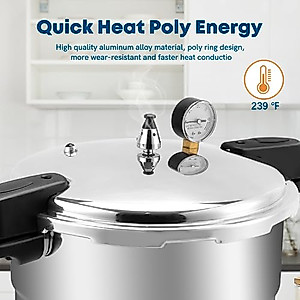 BreeRainz 19 Quart Pressure Cooker,Induction Compatible Aluminum Pressure Canner w/Pressure Gauge and Cooking Rack for Family or Commercial Use