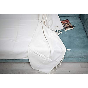 Bersuse 100% Cotton Milas XL Throw Blanket Turkish Towel - 60x90 Inches, White
