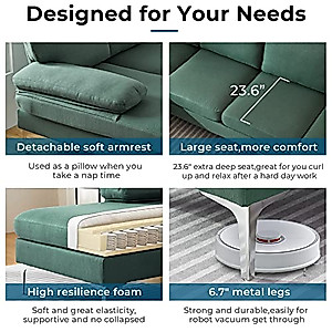 VINGLI U Shaped Sectional Sofa,114" Large Sectional Sofa Couch for Living Room,Linen Sectional Sofa with Double Lounge Chaise,Hunter Green