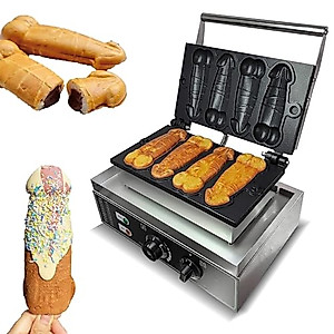 Vaseni Commercial Strange Shape Waffle Maker Machine, 4 PCS Non Stick Electric Waffle Iron, Hot Dog Baker, Waffle Iron Baking Machine, Pancake Maker, Waffle Ovens 1550W 110V