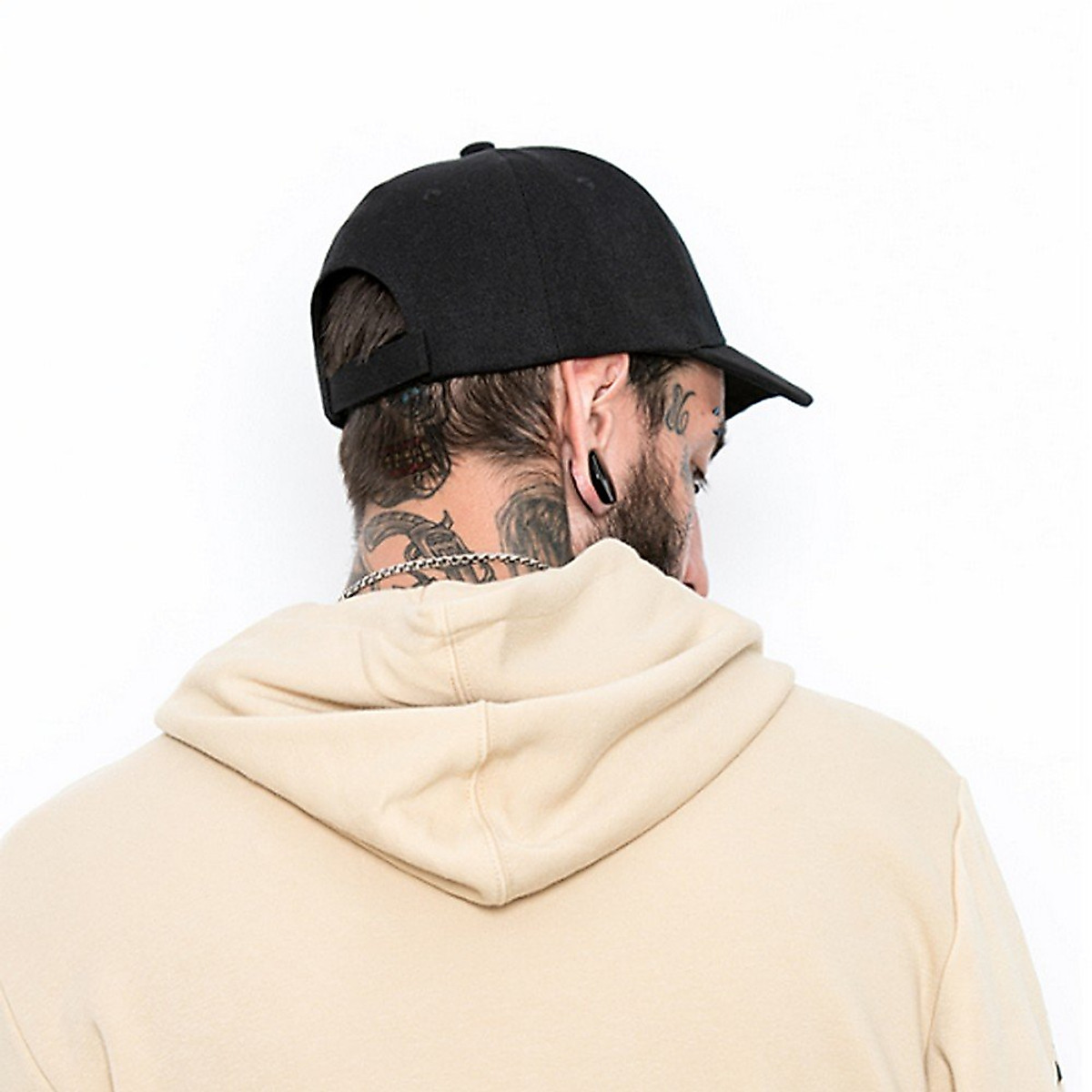 CLAPE Baseball Cap Short Brim Cotton Twill Cap Trucker/Baseball Style Cap Black