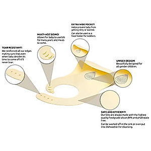 Sweet Child 3 Pack Silicone Baby Bibs Waterproof, Deeper Food Catcher Pocket, Food Grade BPA Free, Odor Resistant, 6-24 Month