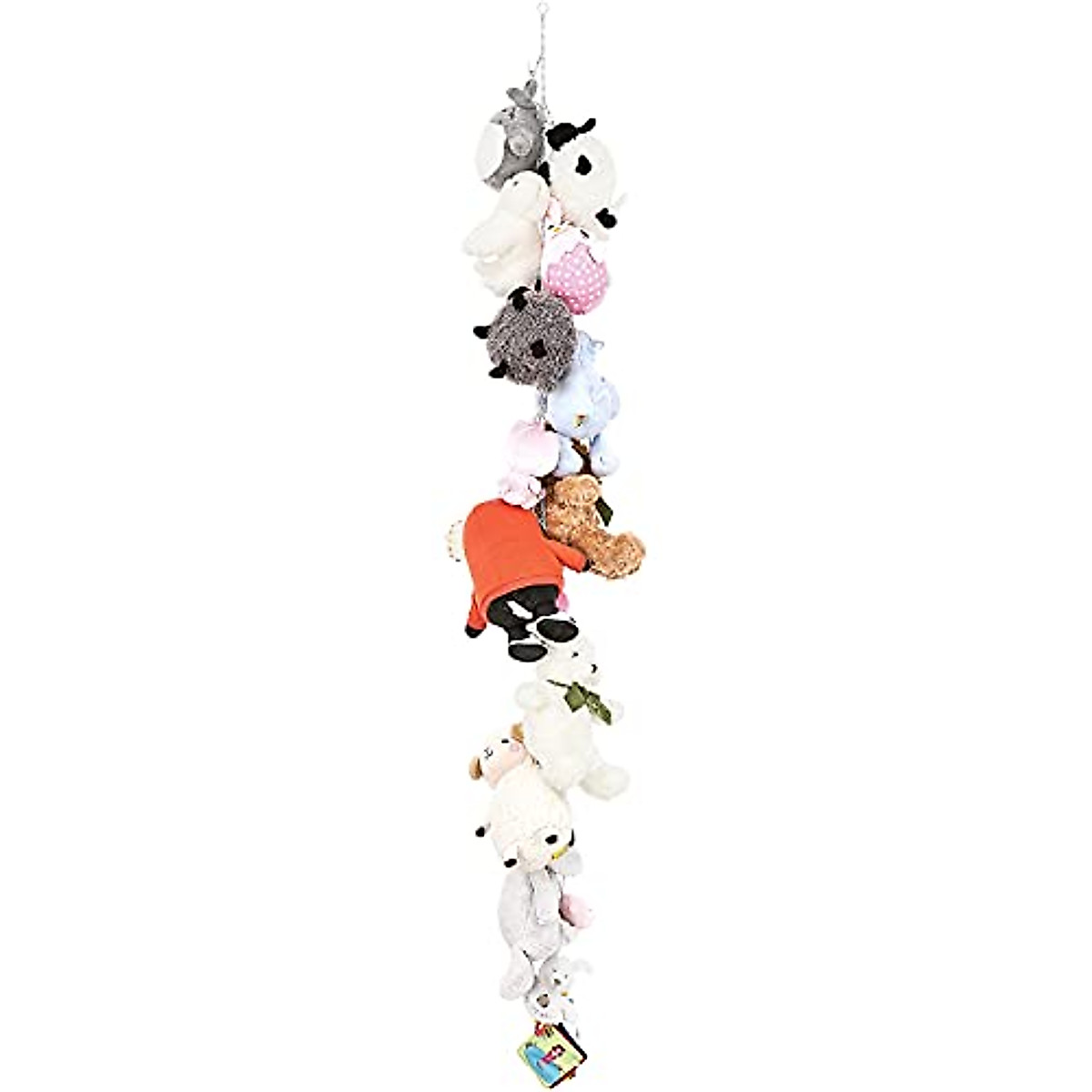 Mkono Stuffed Animal Storage Chain Metal Kids Toy Organizer Hanger with 20 Clips for Stuffed Animals Simple Toys Display Holder Stuff Animal Hanger for Nursery Play Room Kid Room, 1 Piece