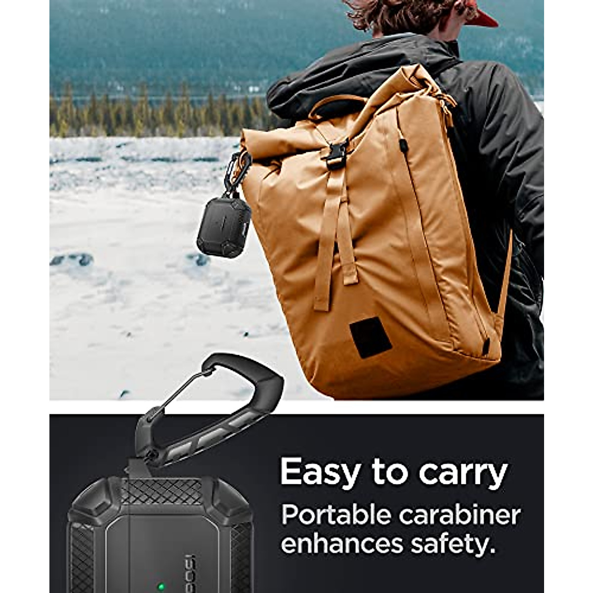 MOBOSI Compatible with AirPods 3 Case, Rugged Corner Shock Absorbing Hard Case Cover, Full-Body Protective Case with Keychain for AirPods 3rd Generation Charging Case, Black