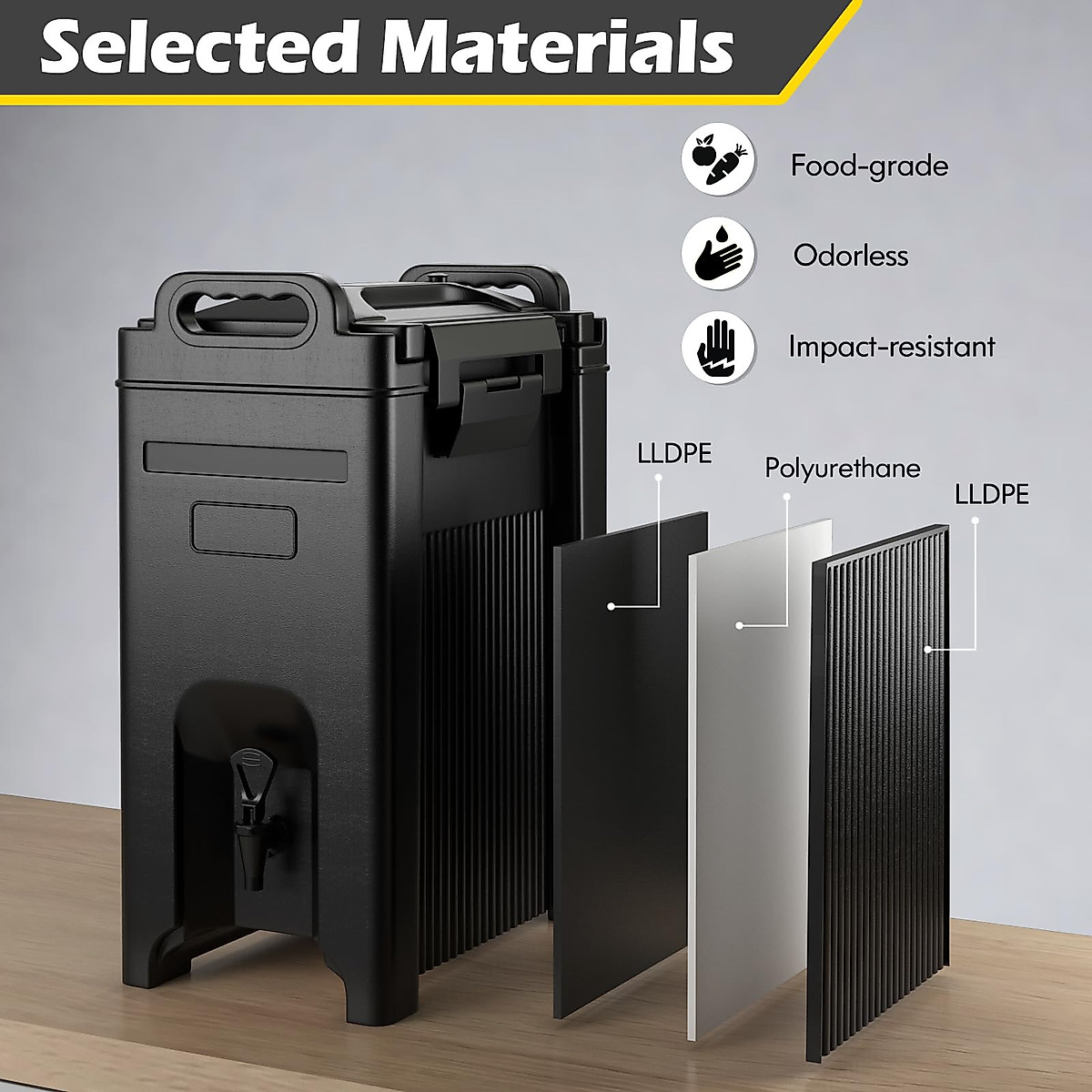 COSTWAY Insulated Beverage Dispenser, 5 Gallon Ice and Hot Drink Server with Handles for Catering, Food-grade LLDPE Material, Keep Hot Chocolate Coffee Tea Warm, Hot beverage Dispenser for Party, 2