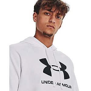 Under Armour Men's Rival Fleece Logo Hoodie, (100) White / / Black, Medium