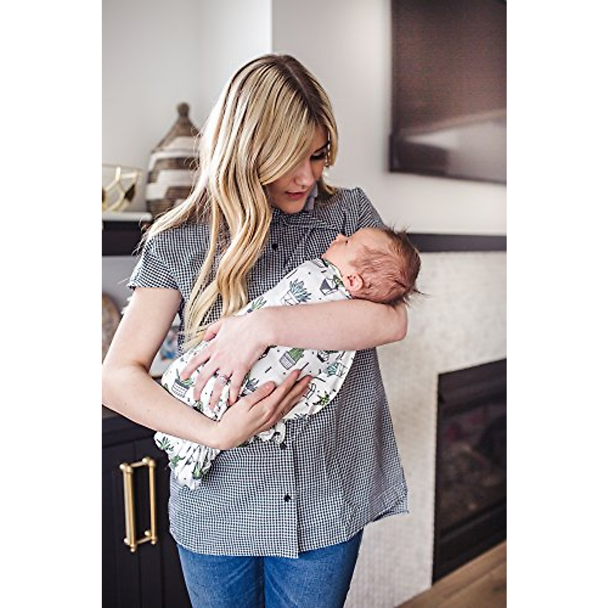 Large Premium Knit Baby Swaddle Receiving Blanket "Shiloh" by Copper Pearl