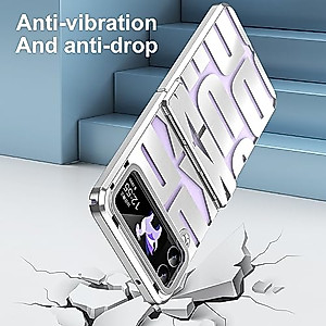 Cell Phone Case Ultra-Thin Lightweight Case Compatible with Samsung Galaxy Z Flip 4 with Hinge+Camera Lens Protector Shockproof Full Protective Rugged Cover (Electroplating) with Hard Protective Body