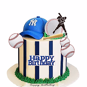 Baseball Hat Cake Topper with Hat Happy Birthday Sign for Baseball Sport Party