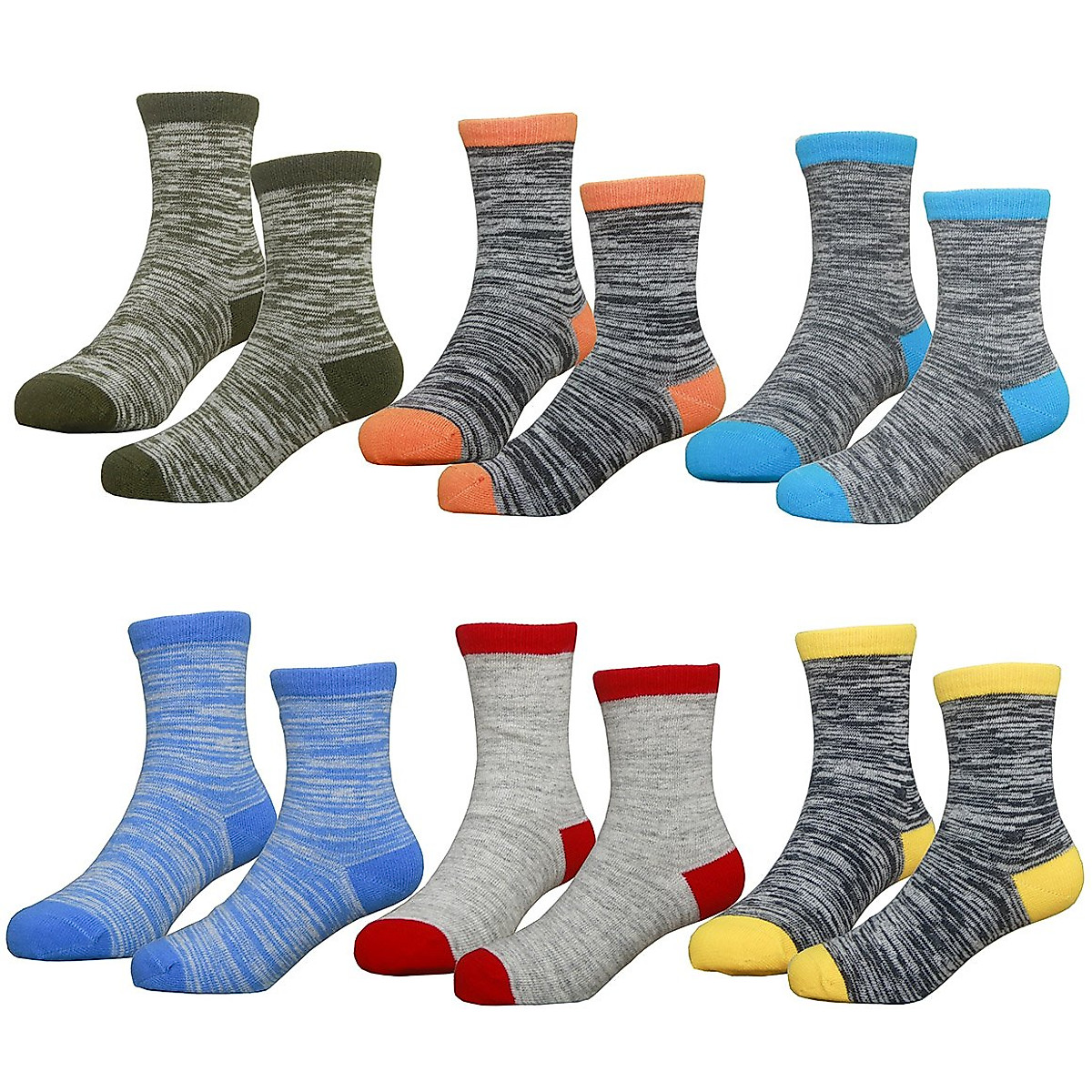 Hzcojulo Little Toddler Kids Boys Girls Fashion Cotton Socks -BA-6 Pairs,L/Shoe size 13-3.5/7-10Years