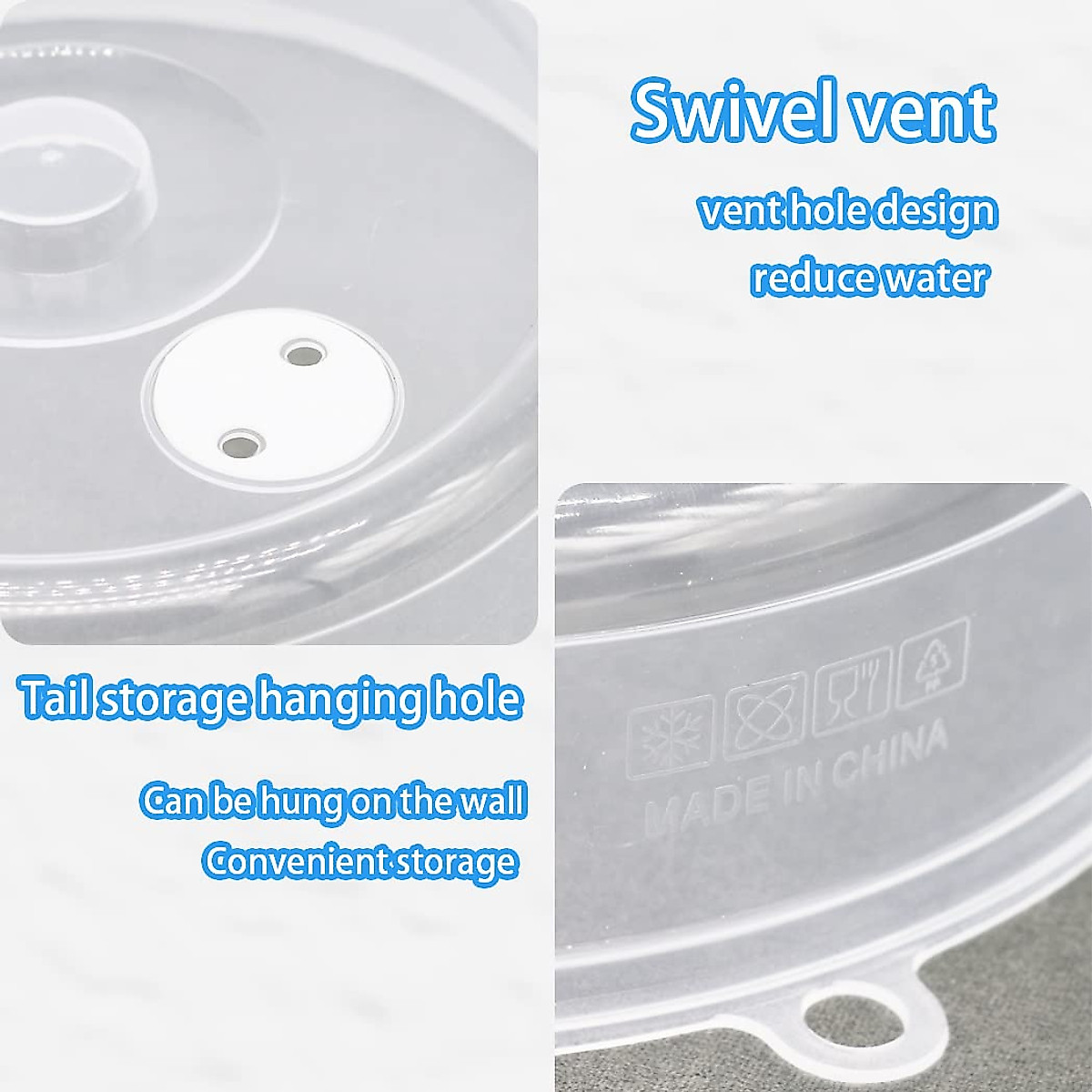 Microwave Splatter Cover for Food, BPA-Free Steam Vents Microwave Plate Cover with Easy-Grip Handle, Fruit Drainer Basket, For Dishwasher Safe & Refrigerator - 2Pcs (Diameter 9 inch + 6.7 inch)