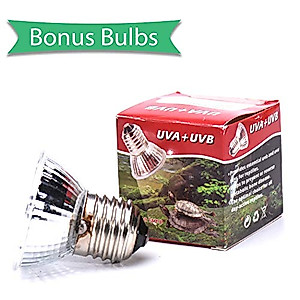 CALPALMY 25W Reptile UVA/UVB Lamp - with Lengthened Adjustable Feature | Adjustable Stand - for Bird Lizard Turtle Snake Aquarium Habitat Heat Lamps & Light Bulbs - 2-Pack