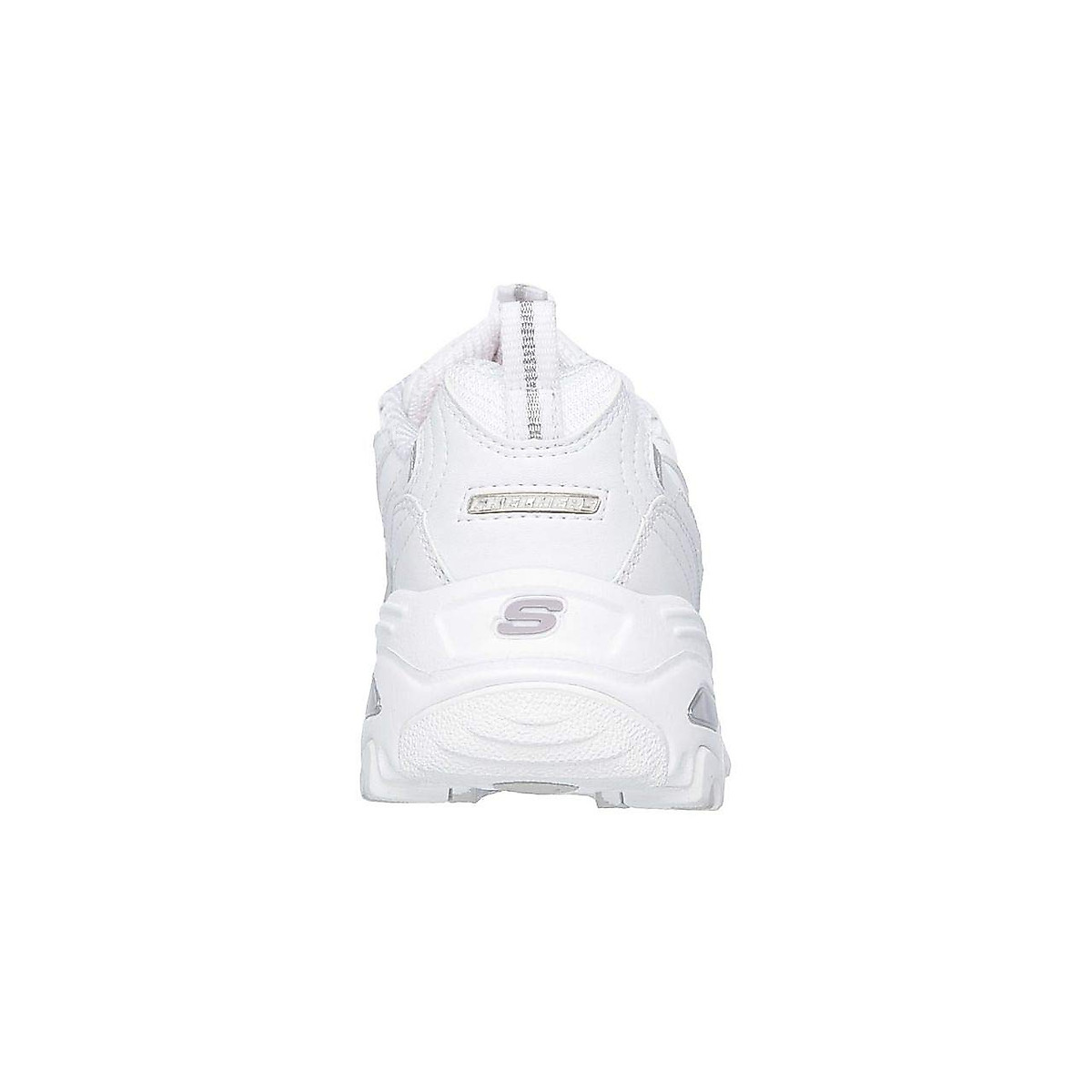 Skechers Women's D'Lites Memory Foam Lace-up Sneaker,White Silver,7.5 M US