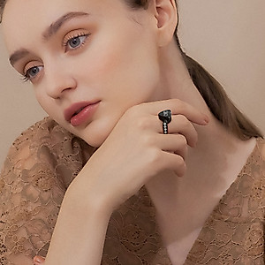 KeyStyle Heart Cremation Urn Rings For Women, Stainless Steel Heart Memorial Ring Size 8