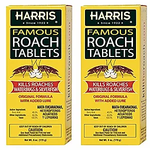 Harris Roach Tablets, Boric Acid Roach Killer with Lure, Alternative to Bait Traps (6oz, 2-Pack)