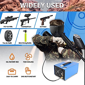 NIHAO PCP Air Compressor, 4500Psi 30Mpa, Water Oil-Free, 12V Automotive DC or Home 110V AC, Portable PCP Airgun Compressor for Paintball/PCP Rifle/Mini Scuba Tank