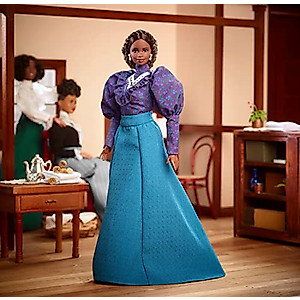Barbie Inspiring Women Doll, Madam C.J. Walker Wearing Puff Sleeve Blouse, Full-Length Skirt & Accessories, Collectible with Doll Stand & Certificate of Authenticity