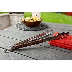 Dropkick Your Old Tongs, GRILLHOGS 16-Inch Barbecue Tongs Are the Only Equipment That Can Handle Your Massive Meat, Stainless Steel + Walnut Wood BBQ Tongs, Premium Grill Tongs