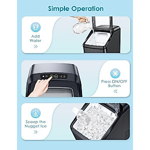 Oraimo Nugget Ice Maker, Ice Makers Countertop, 26 Lbs/Day Tooth-Friendly Chewable Ice with Self-Cleaning & Auto Water Refill, Sonic Pebble Ice Maker Machine for Party, RV, Home and Kitchen