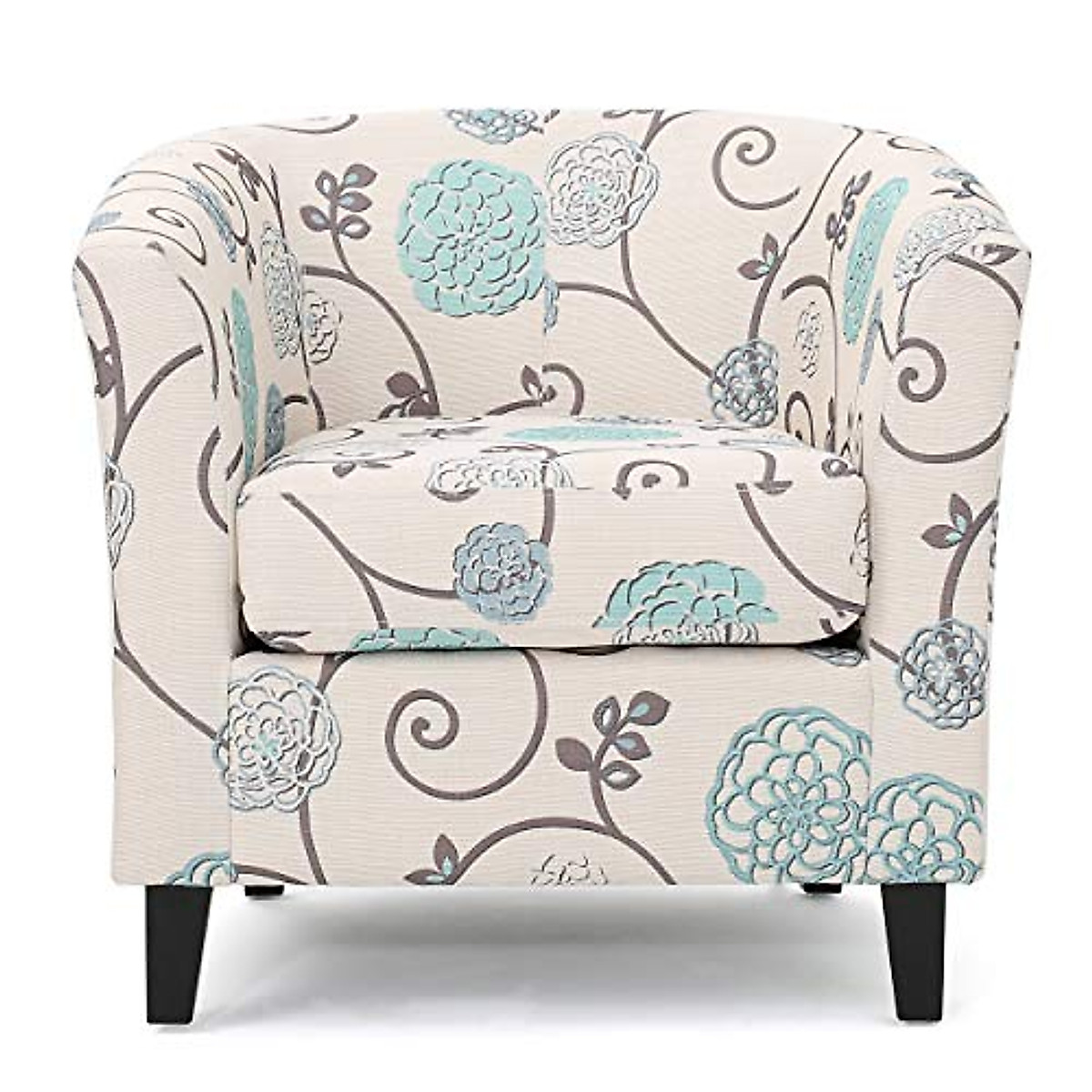 Christopher Knight Home Preston Fabric Club Chair, White/Blue & Ippolito Fabric Pillows, 2-Pcs Set, White and Blue Floral