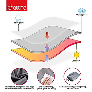 Chooone 58 Inch Grill Cover, Heavy Duty Waterproof Barbecue Gas Grill Cover, Windproof, UV and Fade Resistant, 600D BBQ Grill Cover for Weber Brinkman Char-Broil and More, Grey Cover