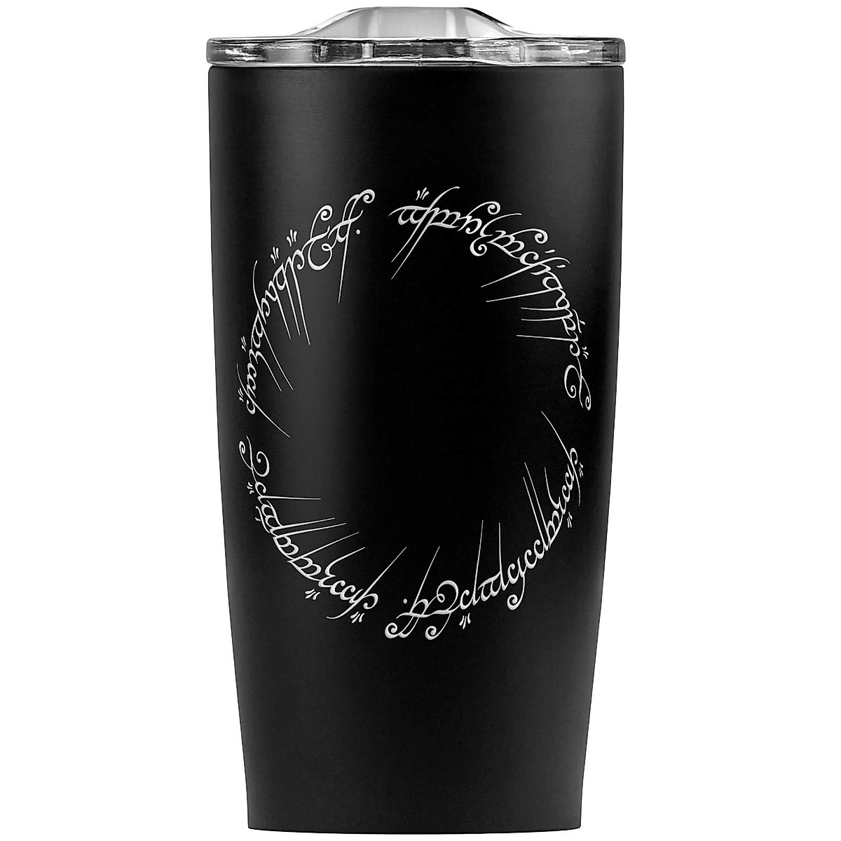 Logovision The Lord Of The Rings Mordor Script Stainless Steel Tumbler 20 oz Coffee Travel Mug/Cup, Vacuum Insulated & Double Wall with Leakproof Sliding Lid | Great for Hot Drinks and Cold Beverages