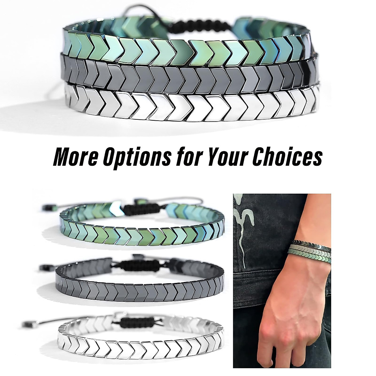 THEMEROL Easter Basket Stuffers for Teens Boys Gifts Ideas Bracelets Men Egg Fillers Teenage Him Hematite 10 12 16 18 Years Old 18th Birthday Son Grandson Graduation Christmas Day Stocking Valentines