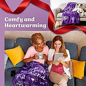 Best Friend Blanket, Best Friend Birthday Gifts for Women, Gift for Best Friend, Bestie Gifts for Women Unique, BFF Gifts for Women, 65” x 50” (Sassy - Purple)