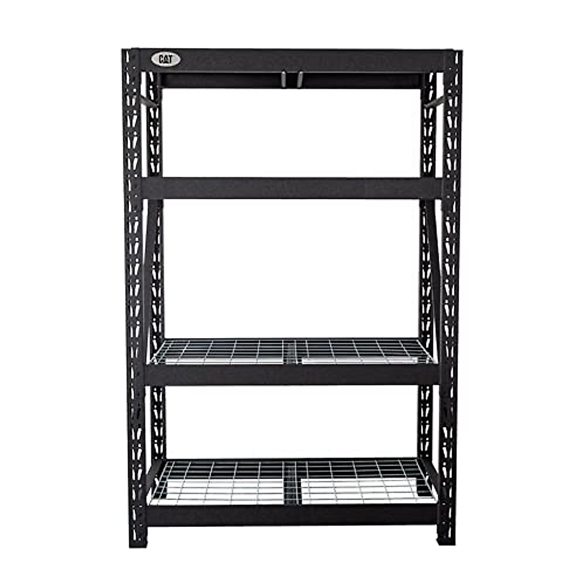 Cat 72 x 48 Inch Industrial Heavy Duty 4 Tier Adjustable Steel Wire Shelving Unit with Hammer Granite Finish and 8000 Pound Weight Limit, Black