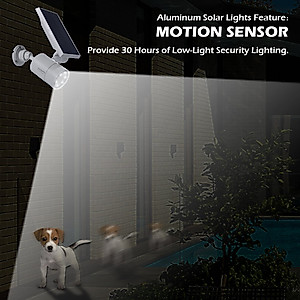 Solar Motion Sensor Lights Outdoor 9-Watt(110W Equ.) 1400-Lumen Aluminum Solar Motion Spotlights Flood Security for Outside Garden Driveway Garage Home, 2-Year 100% FREE Warranty Guarantee(White)