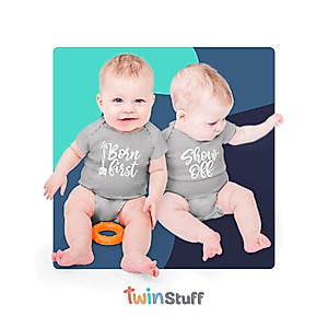 Twinstuff 100% Cotton Newborn Twin Rompers – Adorable Unisex Matching Outfits for Baby Boys & Girls – Soft, Breathable, and Comfortable – Machine Washable – Size 0-3 Months