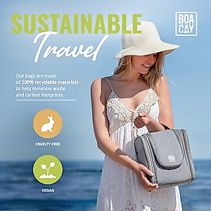 BOACAY Hanging Travel Toiletry Bag for Women and Men, Makeup Bag, Bathroom & Shower Organizer Kit for Accessories, Cosmetics, Travel Essentials