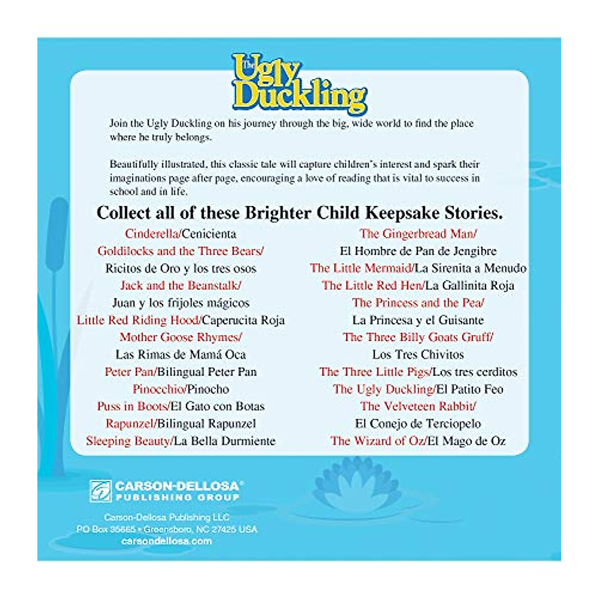 El Patito Feo (The Ugly Duckling), Bilingual Children’s Book Spanish/English, Guided Reading Level I (Keepsake Stories)