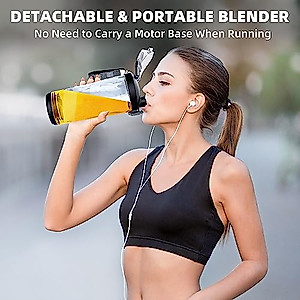 Portable Blender, BOSICTE Personal Size Blender for Shakes and Smoothies with 6 Blades, 20 Oz Mini Blender Cup with Travel Lid and USB Rechargeable for Office, Gym, Kitchen (Black)