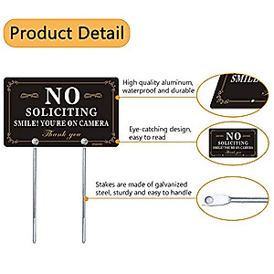 Uflashmi No Soliciting Sign for House Yard, No Soliciting Signs for Home with Stake, 13X7.87 inch