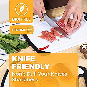 Riveira Plastic Cutting Board Set of 3 - Plastic Cutting Boards for Kitchen Dishwasher Safe Non-Slip - Plastic Cutting Board with Juice Groove - Lg 15.7" x 9.5" - Med 12.4" x 7.7" - Sm 9.8" x 5.8"