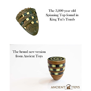 Ancient Toys – Wooden Spinning Top - King TUT’s Top - Perfect Way to Introduce History with Toys Used by Children Thousands of Years Ago. Packaged in Attractive Gift Box with Spinning String!