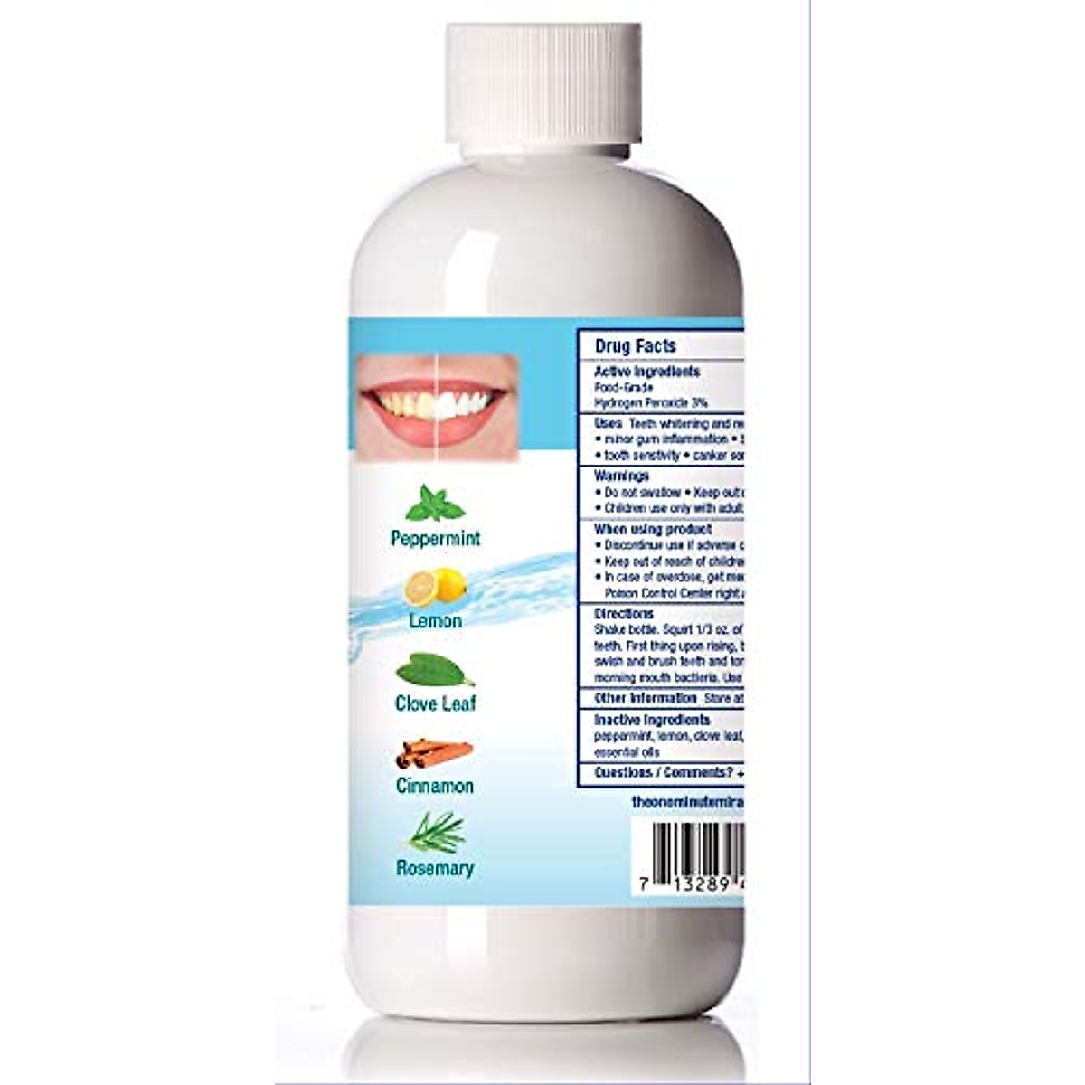Miracle Write Smile - Essential Oxygen Rinse Mouthwash for Whiter Teeth, Fresher Breath, and Healthier Gums, Peppermint 12 fl. oz