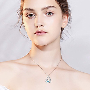 URMWMOO Turtle Necklace S925 Sterling Silver Mom Daughter Love Heart Pendant Necklaces Sea Turtle Jewelry Birthday Christmas Mothers Day Gifts for Women Mom Daughter