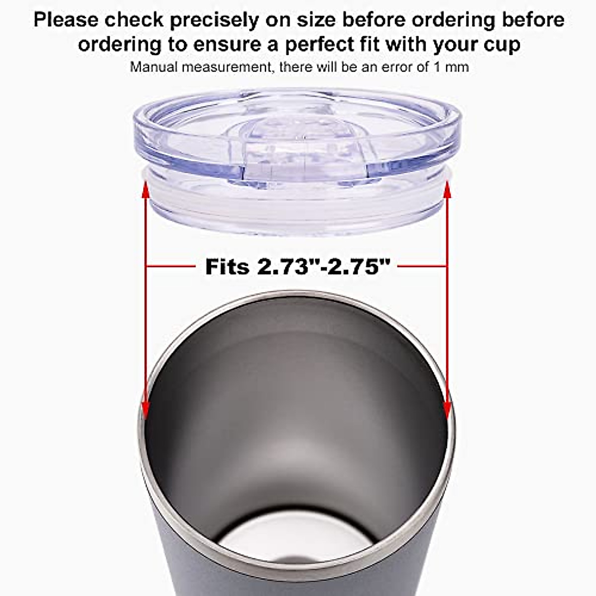 Skinny Tumbler Replacement Lid Fits for Skinny Tumbler 2.73-2.75 inches in diameter,2 Pack Splash Resistant Lids Sliding Covers, BPA Free