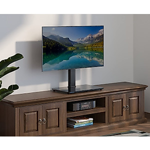 Universal Swivel TV Stand/Base Table Top TV Stand for 27 to 55 inch LCD LED TVs -Height Adjustable TV Base Stand TV Mount Stand with Tempered Glass Base & Wire Management,VESA 400x400mm