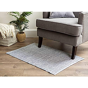 Contemporary Home Living 2' x 3' Steel Blue and White Diamond Cabana Recycled Yarn Rug
