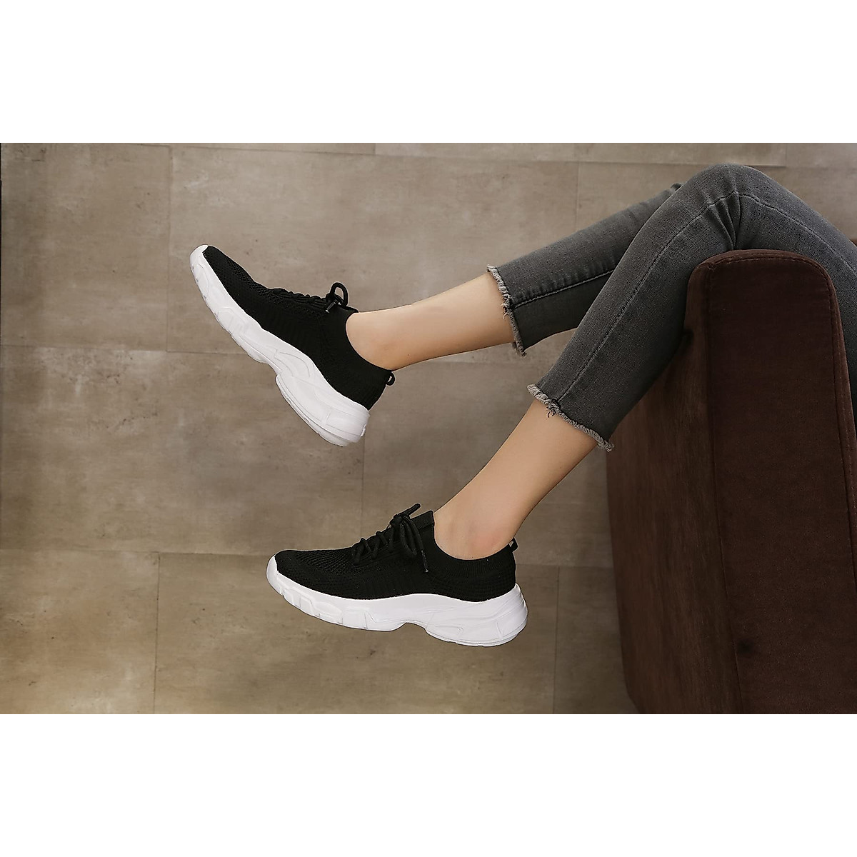 Pt&Hq Slip On Womens Walking Shoes Lightweight and Breathable Casual Womens Fashion Sneakers with Memory Foam Insoles WhiteBlack 8