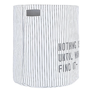 Stephan Baby Face to Face Designs Striped Cotton Canvas Laundry Hamper, Medium, Nothing is lost