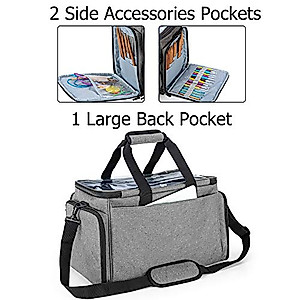 YARWO Knitting Bag, Yarn Storage Organizer Tote for Knitting Needles(Up to 14”), Crochet Hooks, Circular Needles, Projects and Skeins of Yarn, Gray (Bag Only)