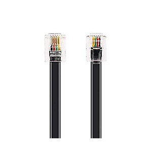 Part Express EopZol 10ft Telephone Line Cord Cable Wire 6P4C RJ11 DSL Modem Fax Phone to Wall Black