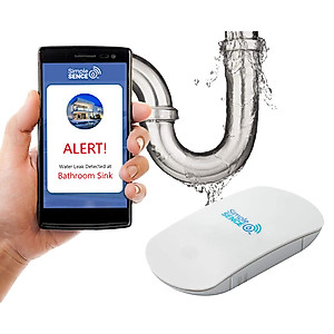 SimpleSENCE Water Leak and Freeze Detector, Smart WiFi Water and Freeze Sensor with Audible Alarm and Text & E-Mail Notification. Continuous Monitoring for Your Home and Investment Property (1 Pack).
