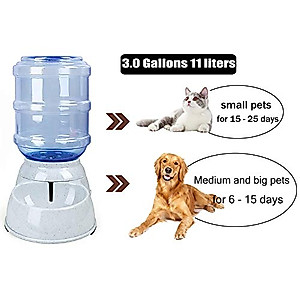 Blessed family Pet Gravity Water Dispenser Large 3 Gallon 11 Liters-Thickened Durable, Dog Cat Water Bowl Dispenser Large, Automatic Replenish Pet Waterer Dispenser Station