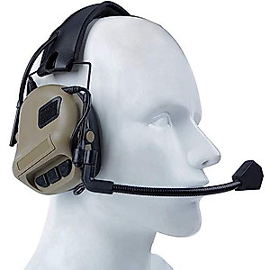 ATAIRSOFT Tactical Headset Wargame Hunting Headphone Without Noise Cancellation Function (Tan)