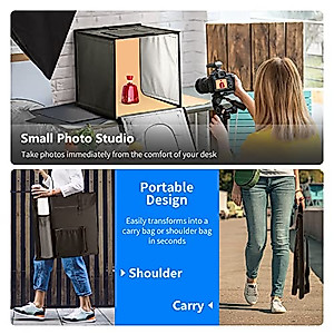 NEEWER Photo Studio Light Box, 20” x 20” Shooting Light Tent with Adjustable Brightness, Foldable and Portable Tabletop Photography Lighting Kit with 80 LED Lights and 4 Colored Backdrops